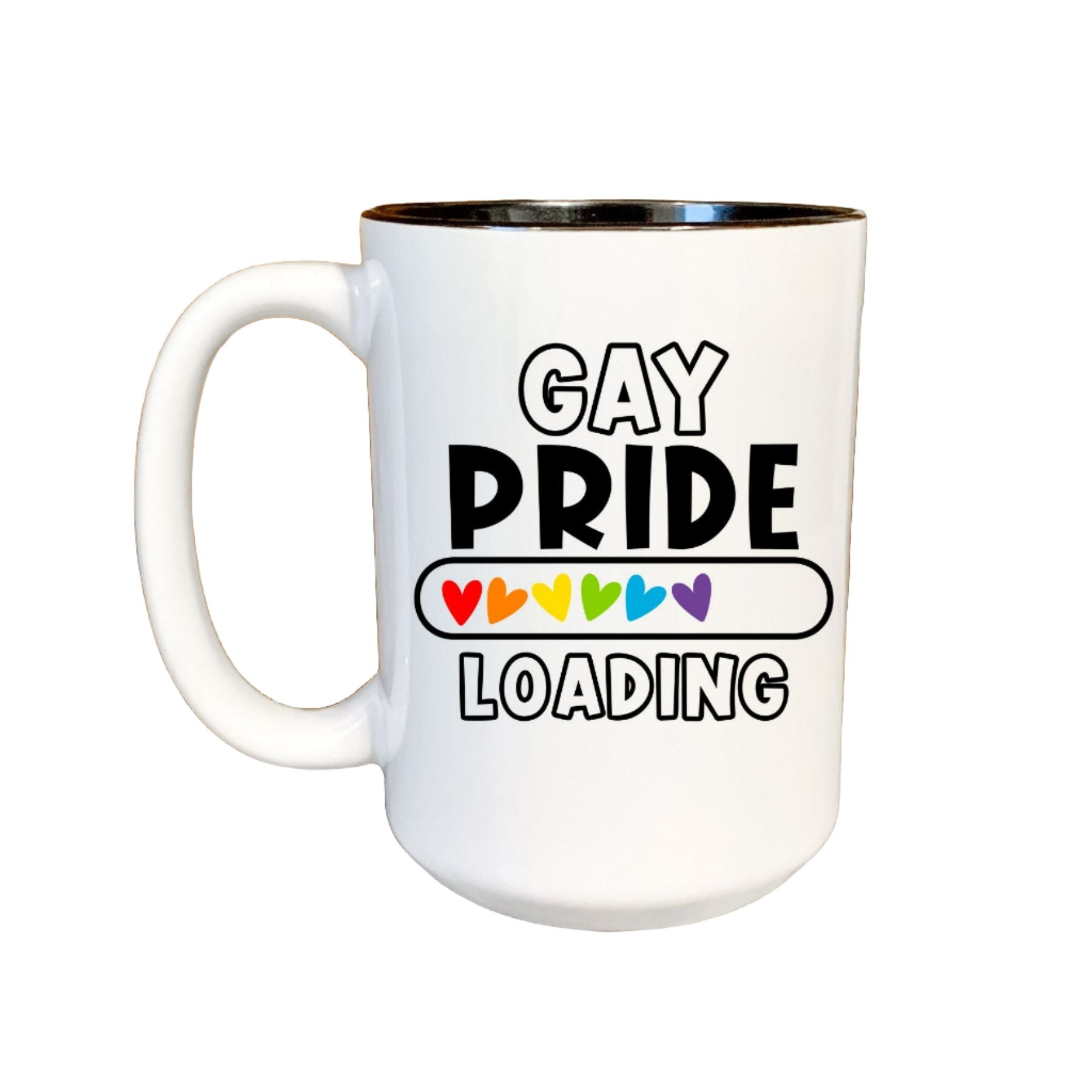 Gay Pride Loading Rainbow Hearts Gift Mug | Pride, LGBTQ+ Gift Mugs